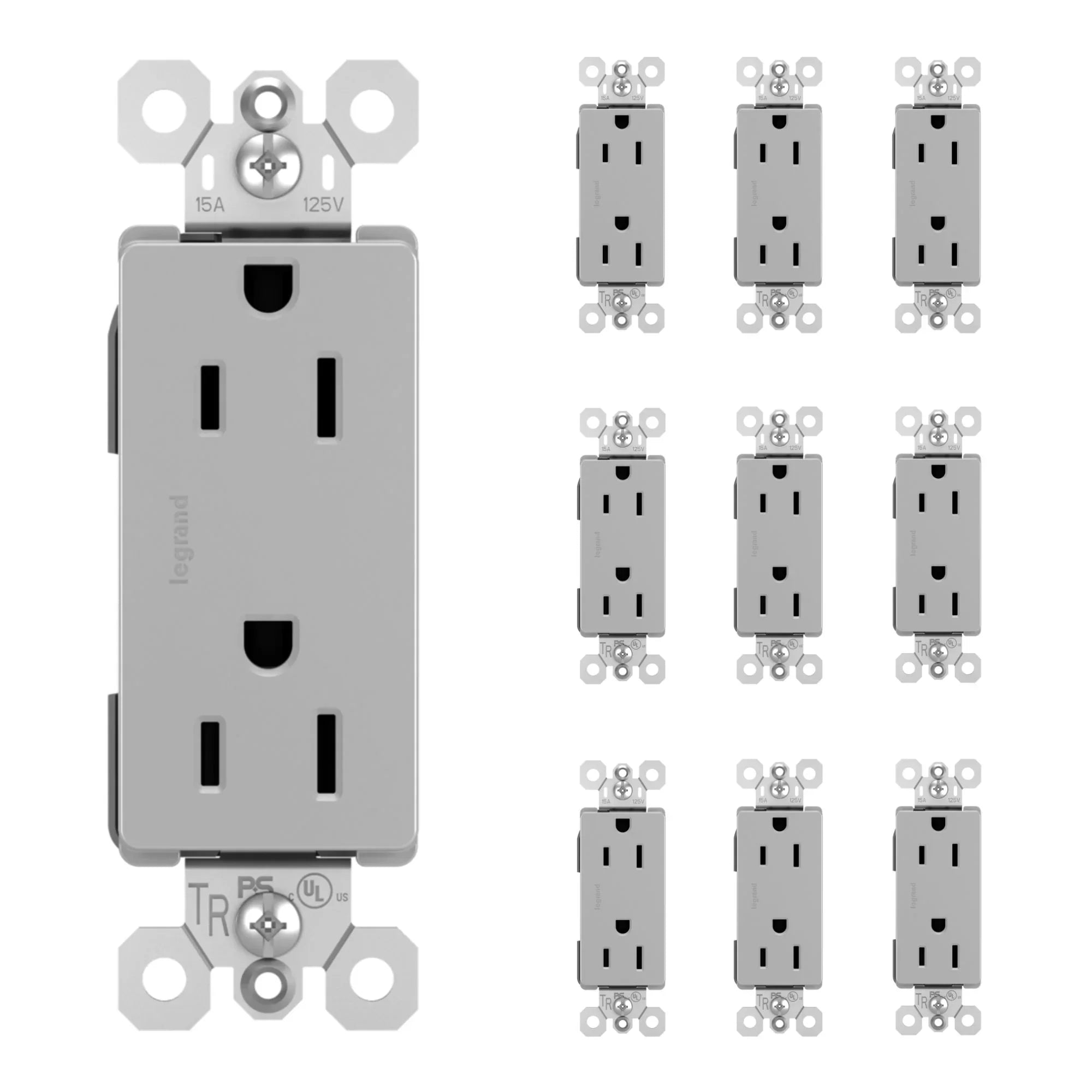 Legrand 885TRGRY radiant Tamper-Resistant Outlet, 10-Pack| Bees Lighting
