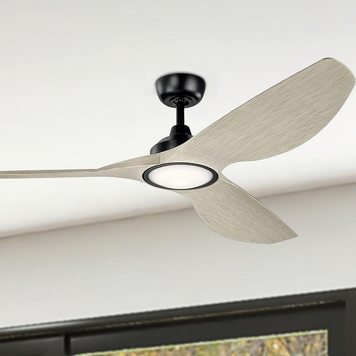 Kichler - Imari 65 In. Indoor/Outdoor Satin Black Ceiling Fan With LED ...