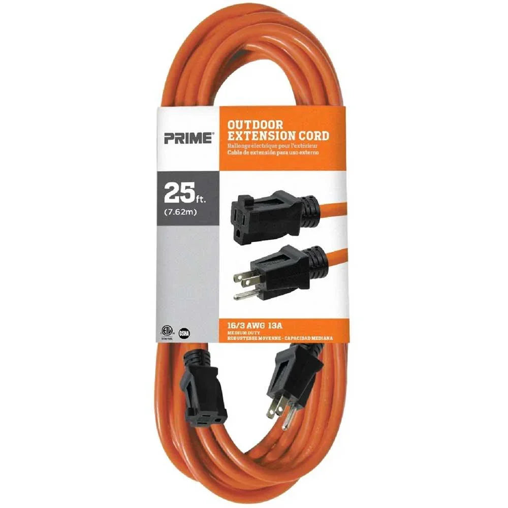 Prime Wire And Cable EC501625 25 ft. Outdoor Extension Cord - 16/3 ...