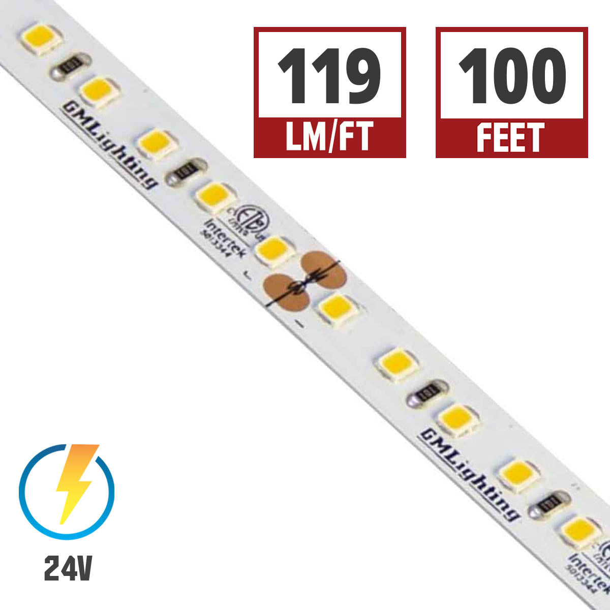 GM Lighting LTR-P-24V-1.5W-24K-100 - LTR-P Pro LED Tape Light, 100ft ...